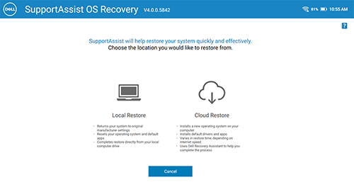 SupportAssist OS Recoveryを使用したコンピューターの復元 | Dell 日本
