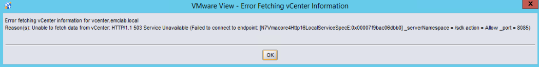 Nvp Vproxy Vm Backups Failing With Unable To Fetch Data From Vcenter 11 503 Service