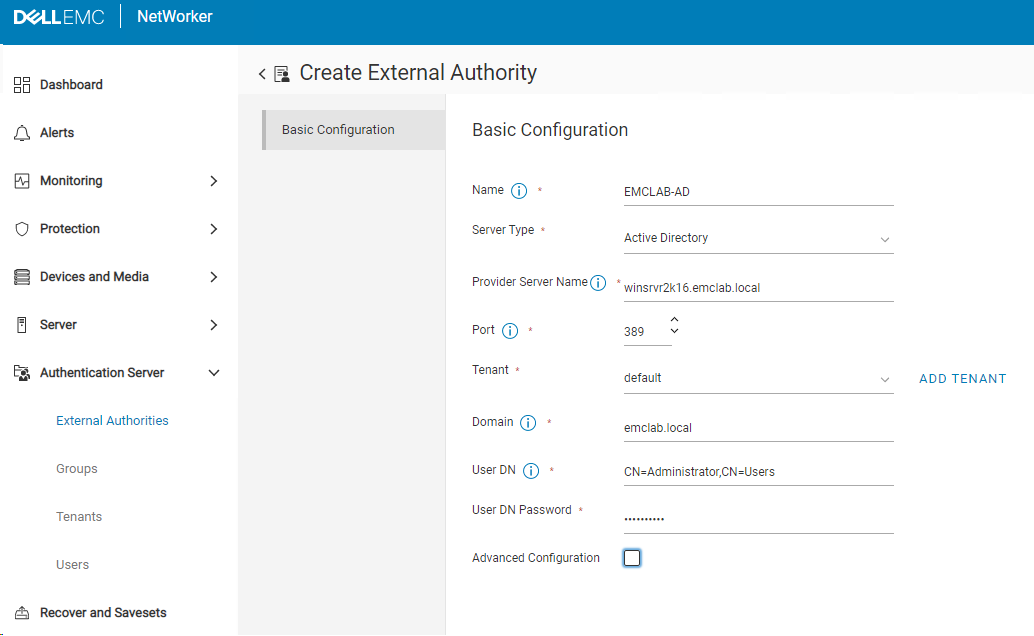 NetWorker NWUI: How to Configure AD/LDAP from the NetWorker Web User Interface | Dell US