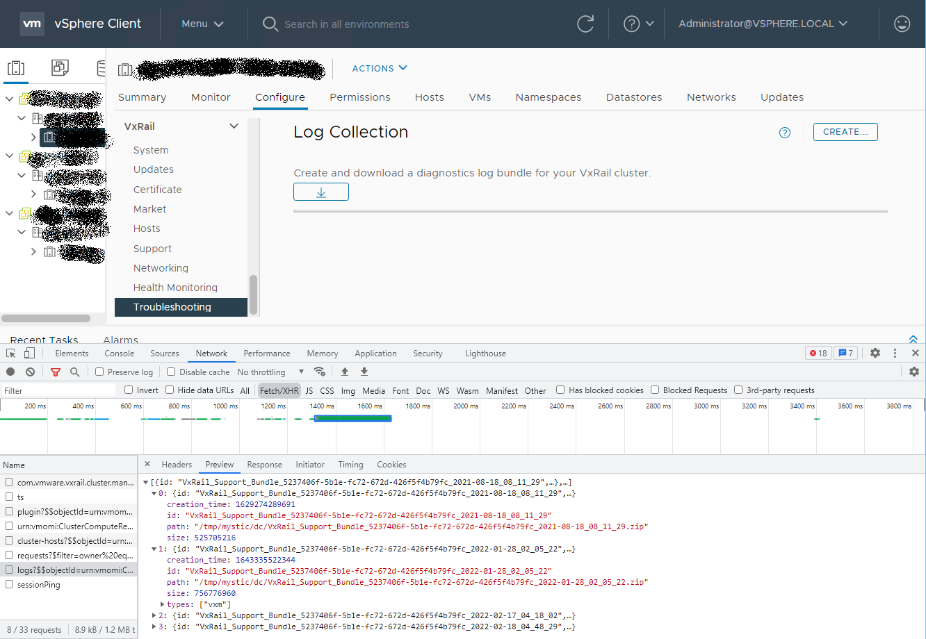 Dell EMC VxRail: The VxRail Log bundle cannot be downloaded. | Dell US