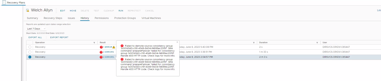 PowerStore: SRM failover testing fails due to overlength of volume ...