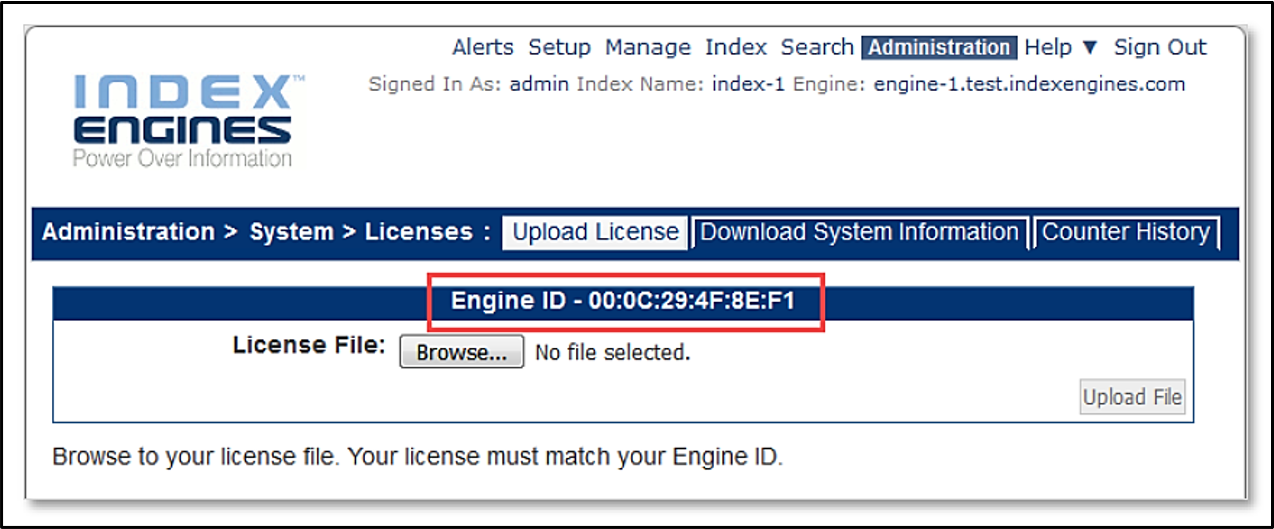 How to register the Index Engine and upload and activate the license ...