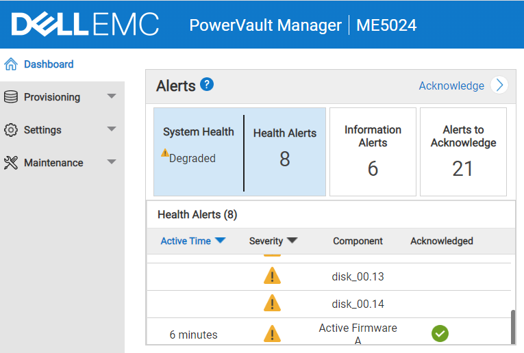 PowerVault ME5: Alert - "The bundle install is incomplete" message when ...