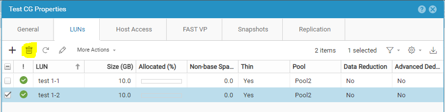 Dell Unity How To Remove An Existing Lun From A Consistency Group User Correctable Dell Us