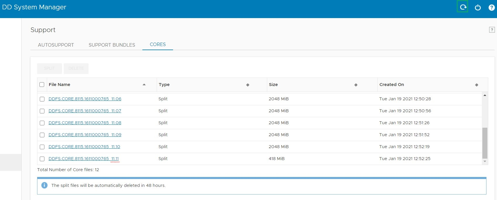 Data Domain: Split and Download Core file using DD GUI on DDOS 7.x ...