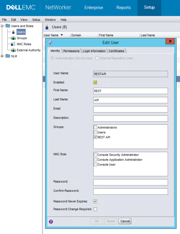 NetWorker: How to create a local REST API only user | Dell Indonesia