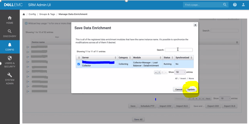 SRM array metric does not have assigned property tag in a custom data ...