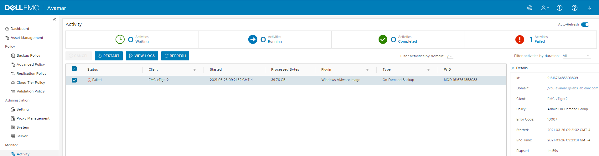 Avamar Backup Fails Is Virtual Machine Contains A Ide Type Virtual Disks Dell Us