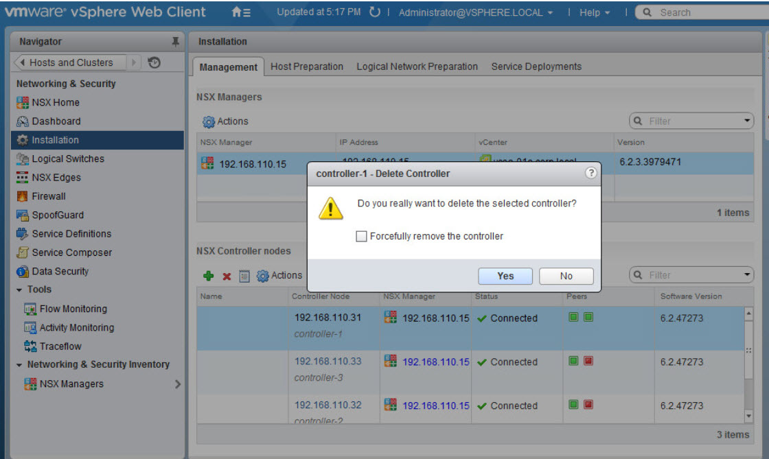 How to properly remove an NSX Controller from vCenter | Dell Pakistan