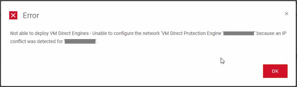 PowerProtect: PPDM VM Direct Protection Engine deployment fails with IP conflict error | Dell US