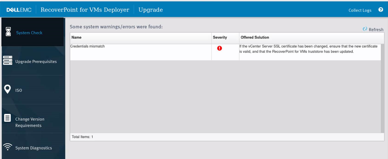 RecoverPoint for VMs: Upgrade to may fail at System Check | Dell US
