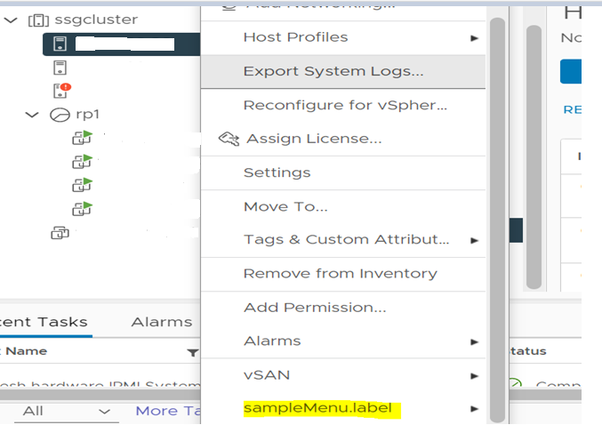 PPMA: A Blank Menu Option is Created When a vCenter is Added to the ...
