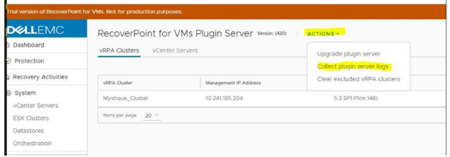 RecoverPoint for VMs: How to collect RPC (Plugin Server) logs | Dell US