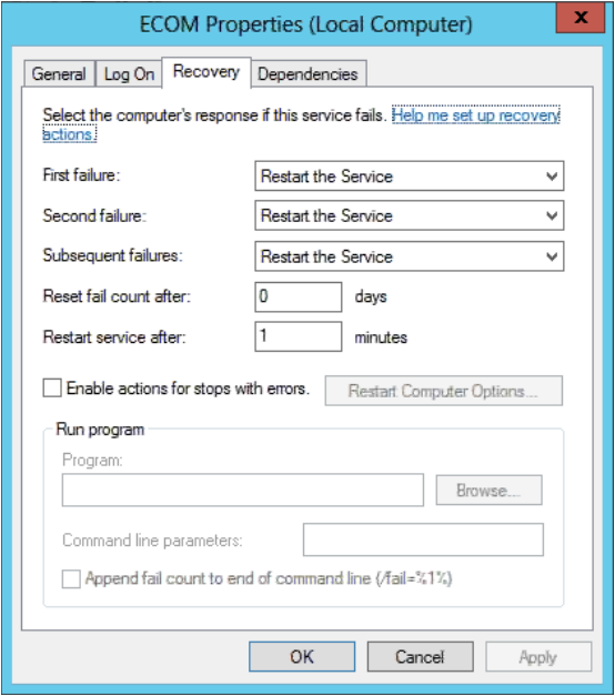 How to configure ECOM service to automatically restart after crashing? | Dell US