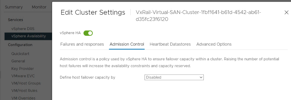 Dell EMC VxRail: Pre-checking if the admission control is off for vSAN ...