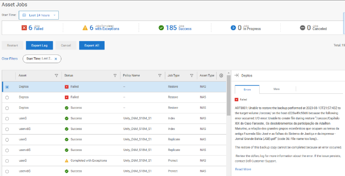 Ppdm Nas Restore Fails With Error Code 36 File Name Too Long Dell Us 