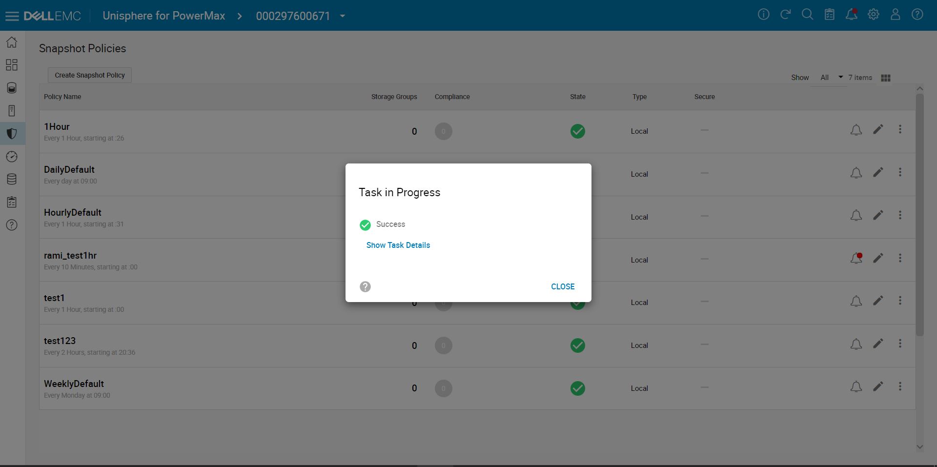 Unisphere for PowerMax: Modified Interval Time is Not the Specified Value for Snapshot Policy on ...