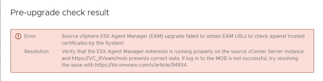 Dell Vxrail Upgrading Fails With Precheck Error Source Vsphere Esx Agent Manager Eam