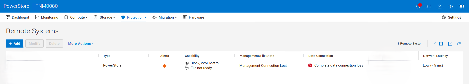 PowerStore: Error "partially failed delete. " raised due to an unreachable remote system | Dell ...