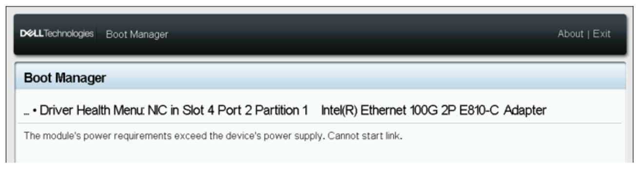 Poweredge Intel E810 Cqda2 Недостаточное питание приемопередатчика Fr1
