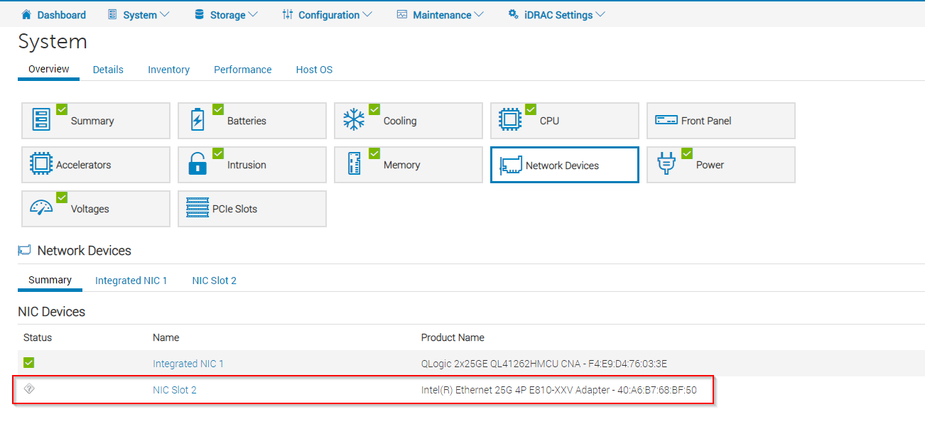 Unknown PCIe Network Adapter Health Status in integrated Dell Remote ...