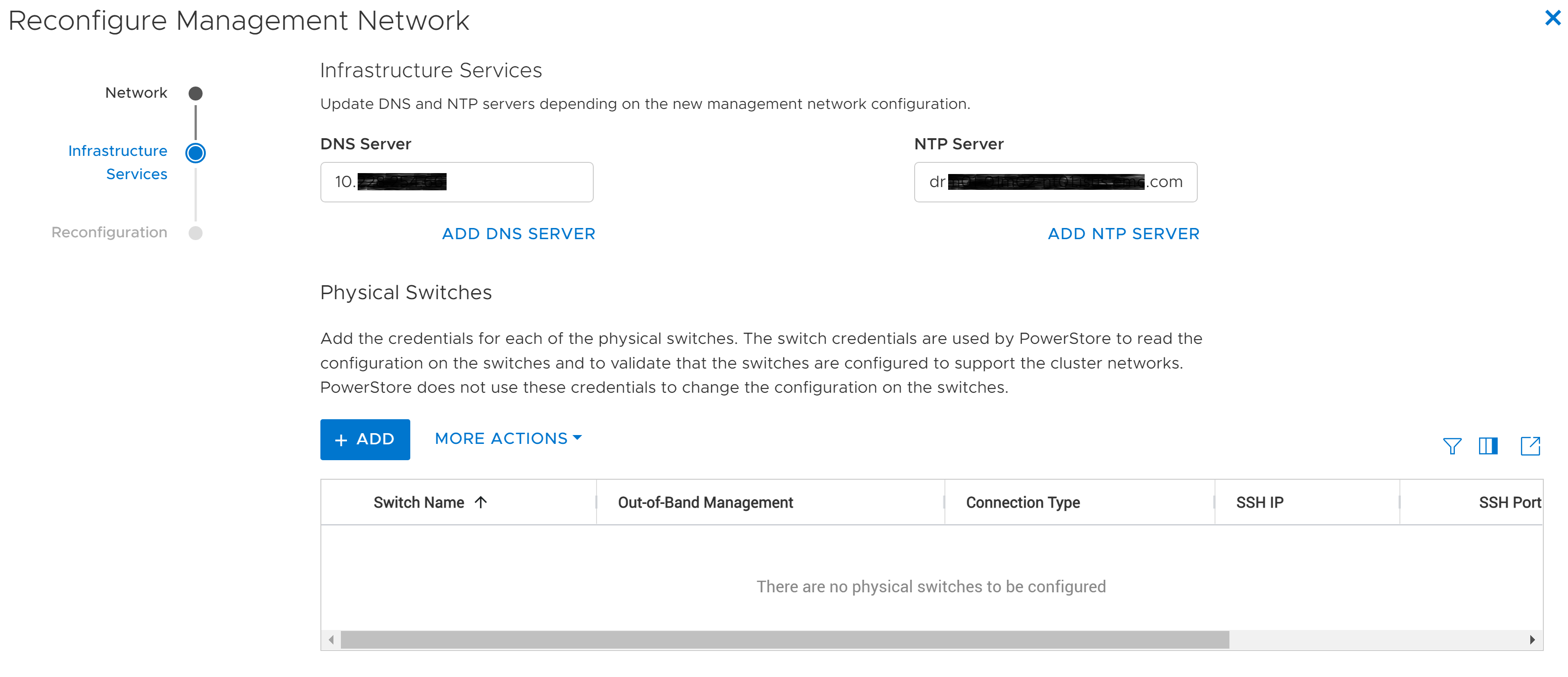 PowerStore : La reconfiguration du réseau de gestion ne valide pas le ...
