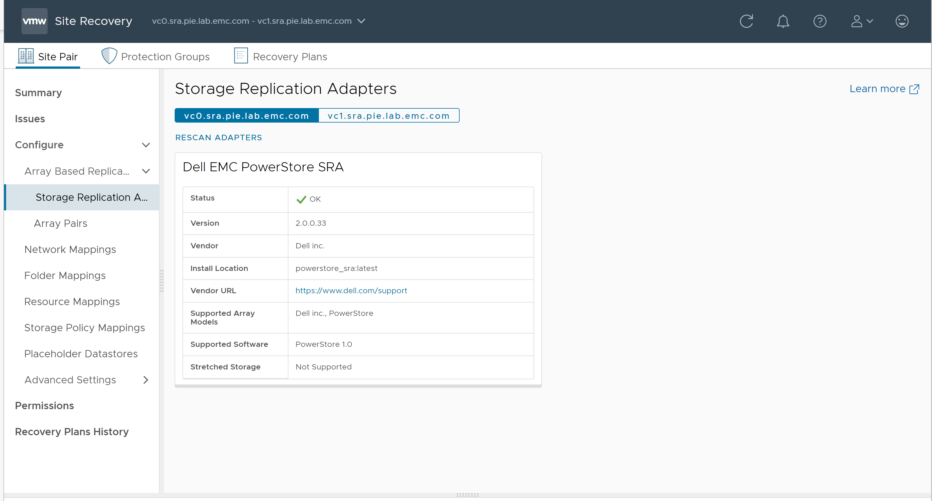 PowerStore: SRM discover devices failed when SRA version 2.0.0.33 is ...