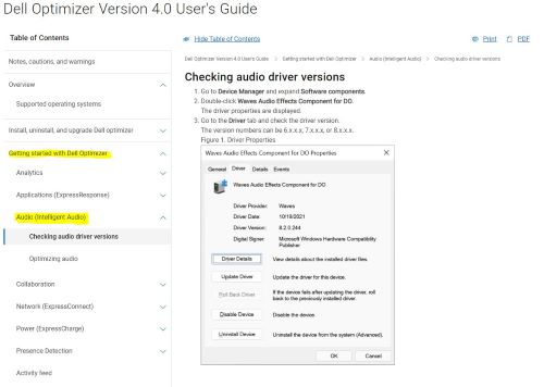 Problemas de áudio do Dell Optimizer em plataformas com drivers de ...
