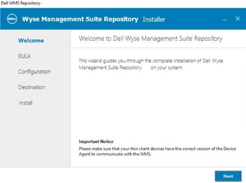 Installation et enregistrement du référentiel Wyse Management Suite ...