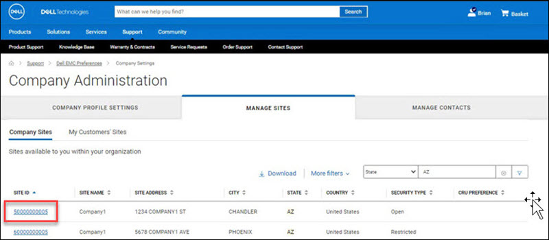 Company Administration - View and Manage Sites & Contacts | Dell US