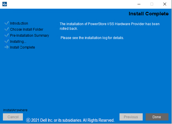 PowerStore: VSS provider installation rolls back due to missing Visual ...