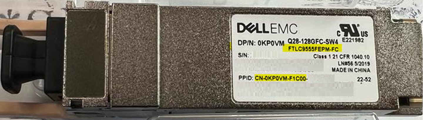 Dell QSFP28 Transceiver Q28-128GFC-SW4 Part Number: KP0VM (Fibre ...