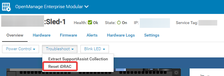 OME-M(OpenManage Enterprise Modular)에서 컴퓨팅 슬레드 iDRAC를 재설정하는 방법 | Dell 대한민국