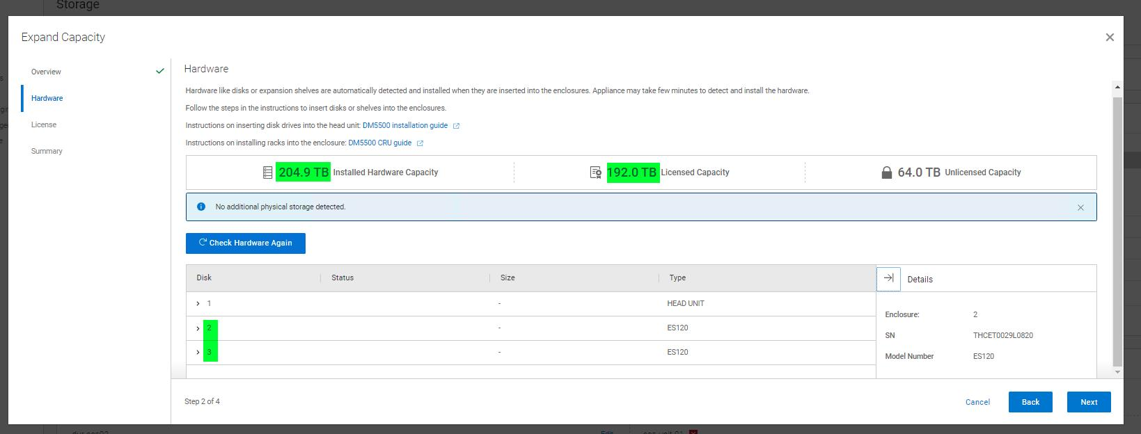 PowerProtect: DM5500 Um adicional de 12 TB está disponível quando a capacidade é expandida com 2 ...