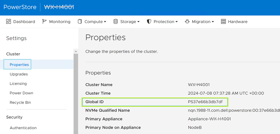 PowerStore: How to fetch the primary cluster Global ID to retrieve a ...