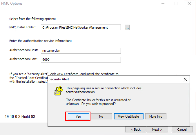 Nmc Install Fails On Windows Host Unable To Verify Authentication Servers Hostname Andor Port