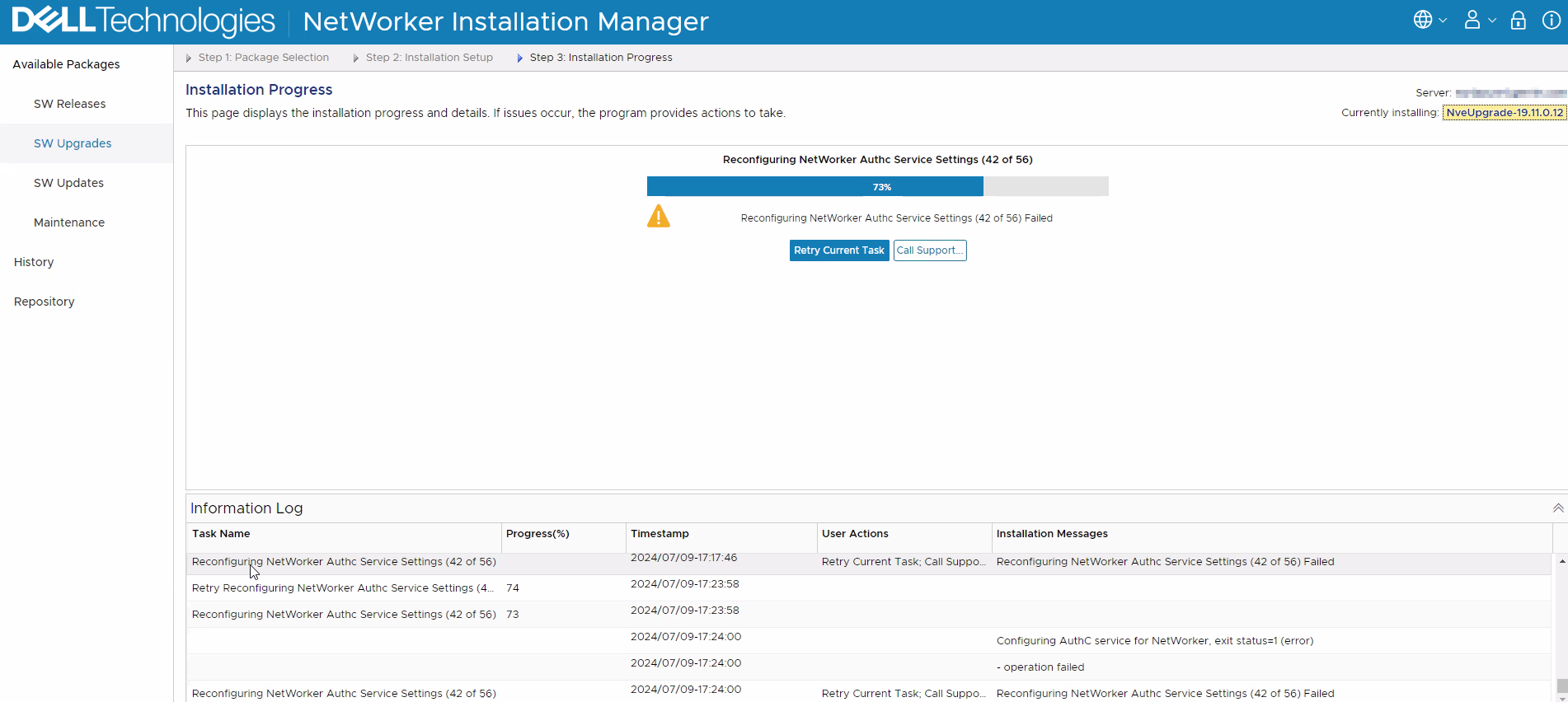NVE: Upgrade fails during "Configuring AuthC service for NetWorker" | Dell India
