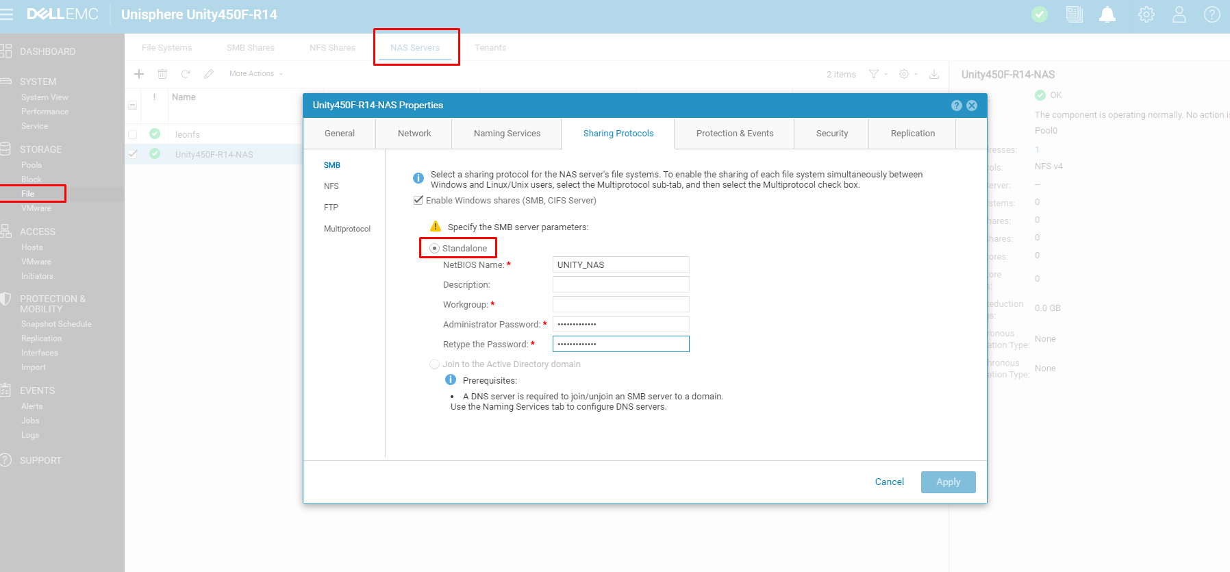 Dell EMC Unity: Deployment KB: How to enable CEPA on NFS only NAS ...