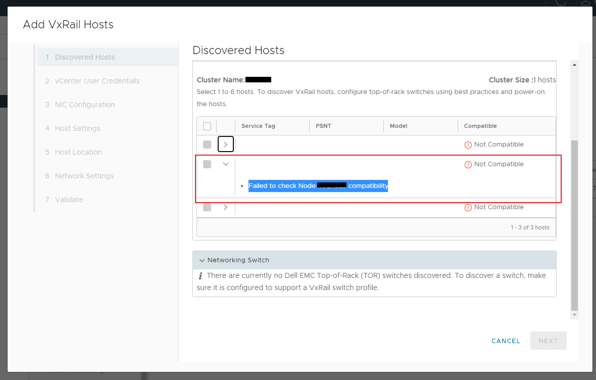 Vxrail Add Vxrail Hosts Precheck Fails With Error Failed To Check Node Compatibility Dell Egypt