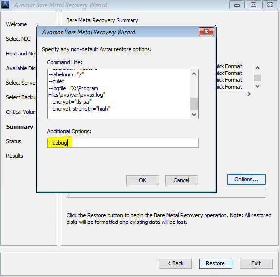 Avamar BMR - Enabling debug in Avamar Bare Metal Recovery Wizard | Dell US