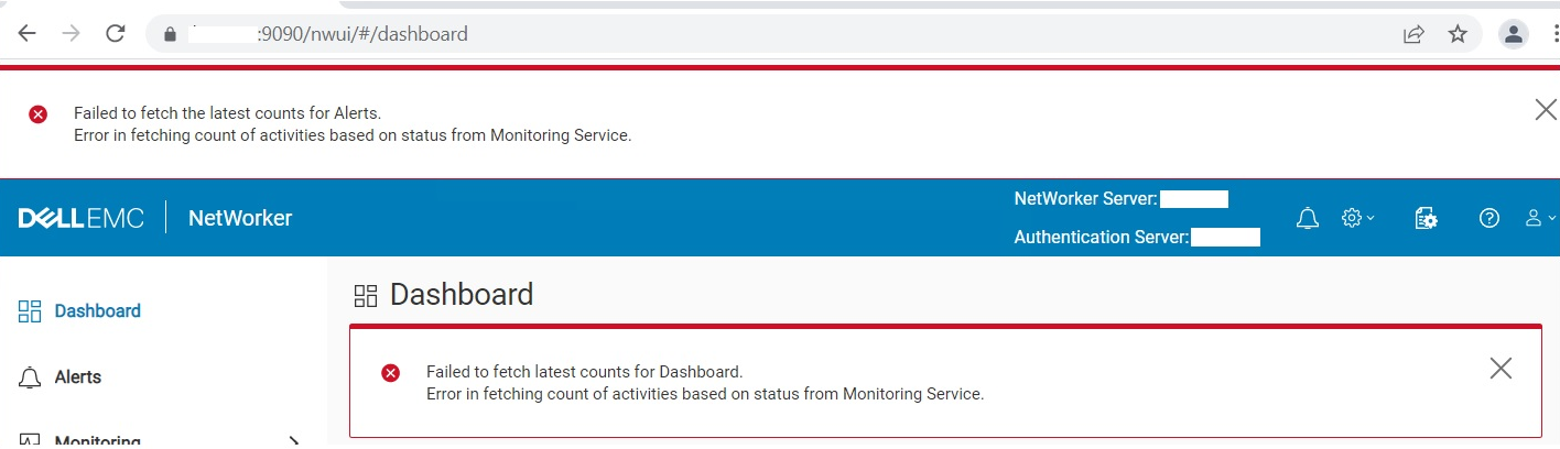 NWUI: Failed to fetch latest counts for Dashboard - Error in fetching ...