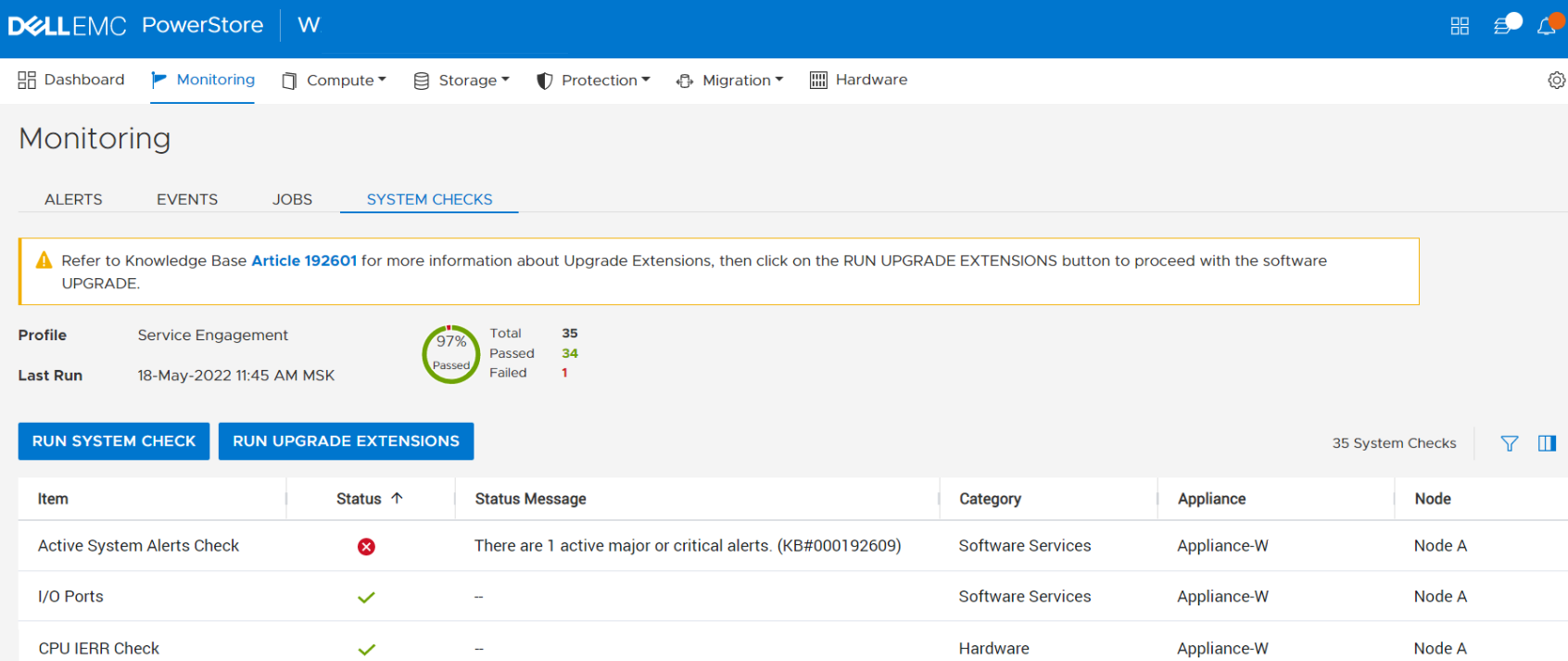 PowerStore: Active alerts were detected by health checks | Dell Thailand