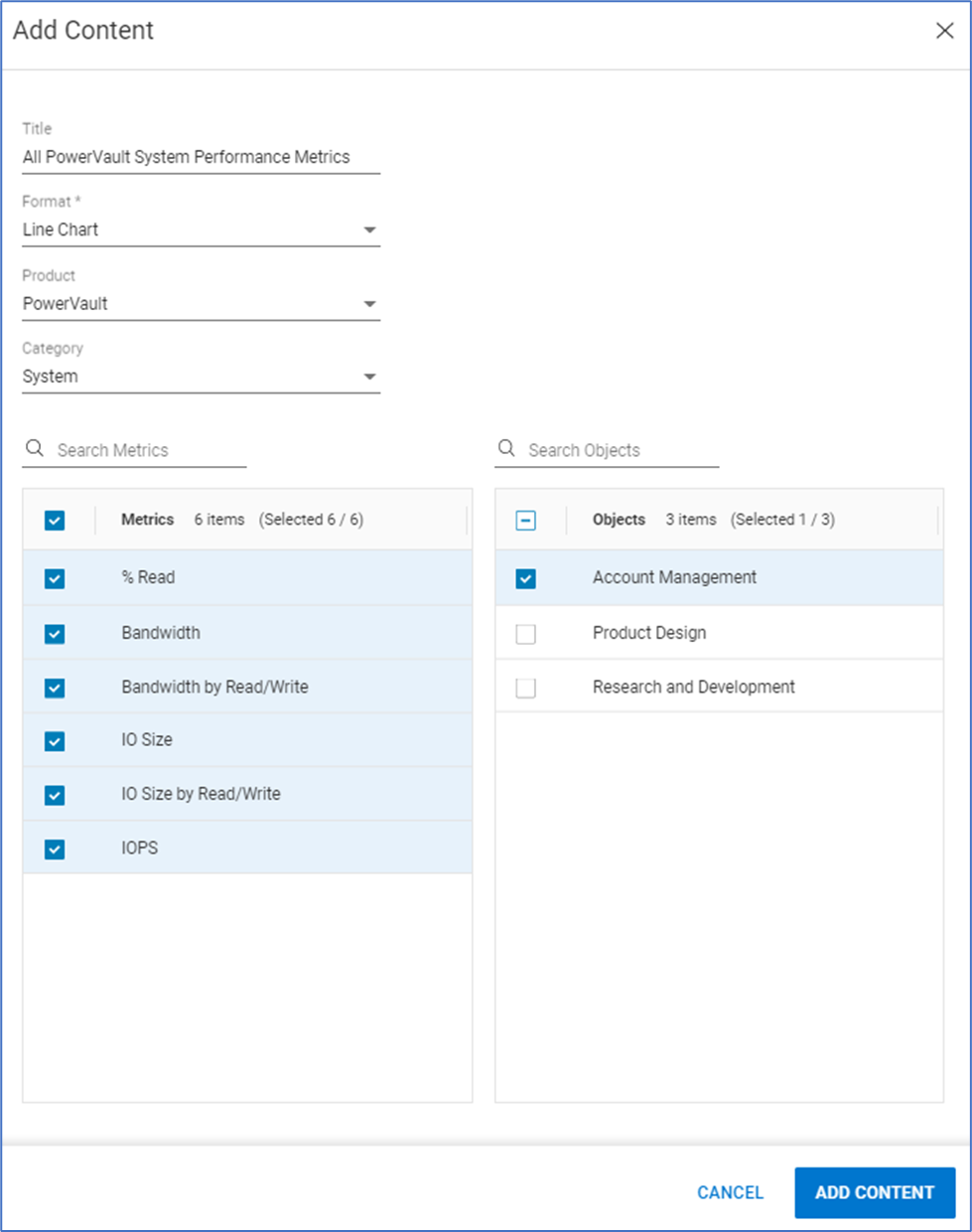 CloudIQ: The Go To All Metrics Button Is Changed to Create Report and ...