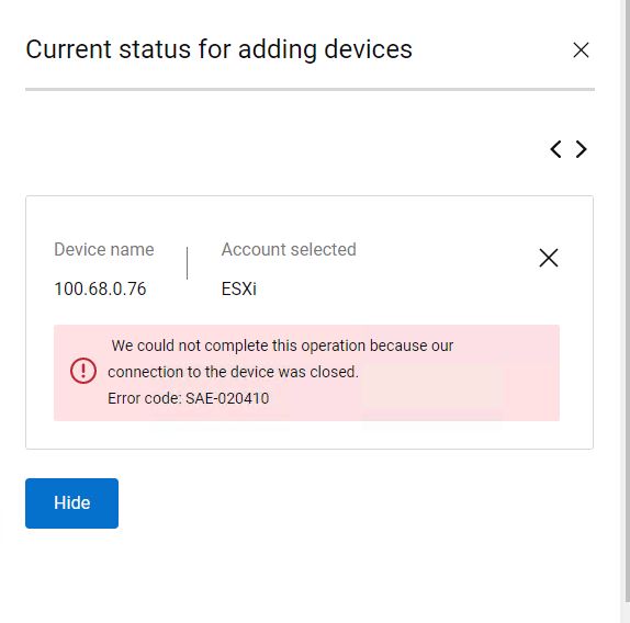 Support Assist Enterprise: Error code SAE-020410 "We could not complete ...