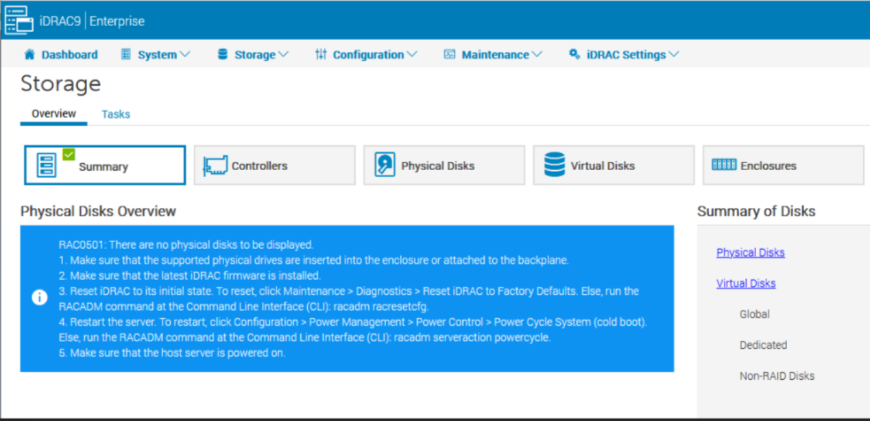 软RAID(S130/S140/S150/S160)不支持iDRAC GUI管理 | Dell 中国