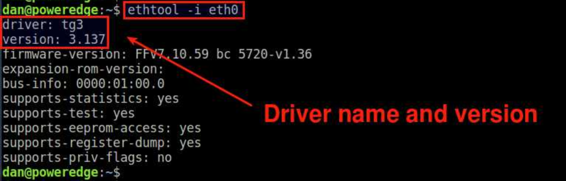 如何在Linux系统上查找以太网卡驱动名称及其版本 | Dell 中国