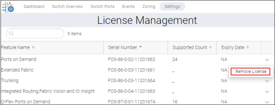 Connectrix: How to Add and Remove a License on the Switch Using ...