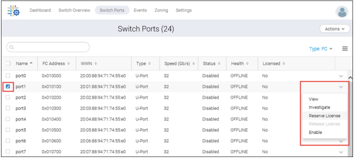 Connectrix: How to Reserve and Release License on the Switch Ports ...