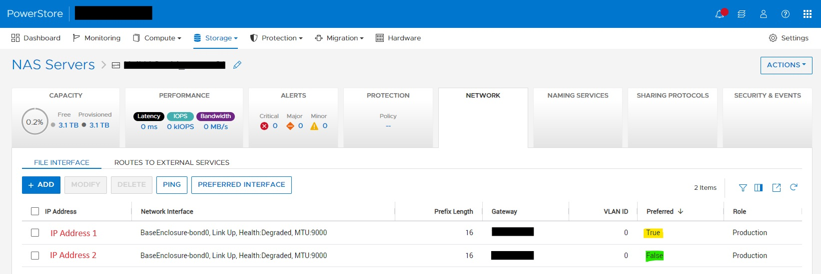 PowerStore: NAS Server Preferred IP Changes after NDU | Dell Thailand