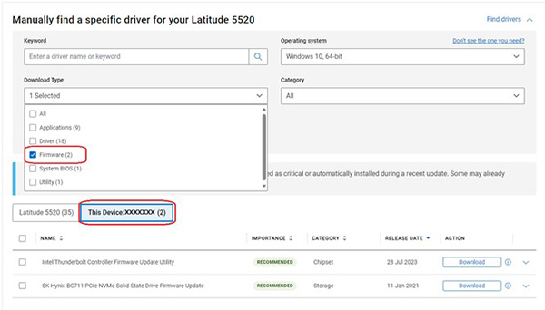 Some Firmware Updates May Not be Shown in the eSupport Driver Search ...
